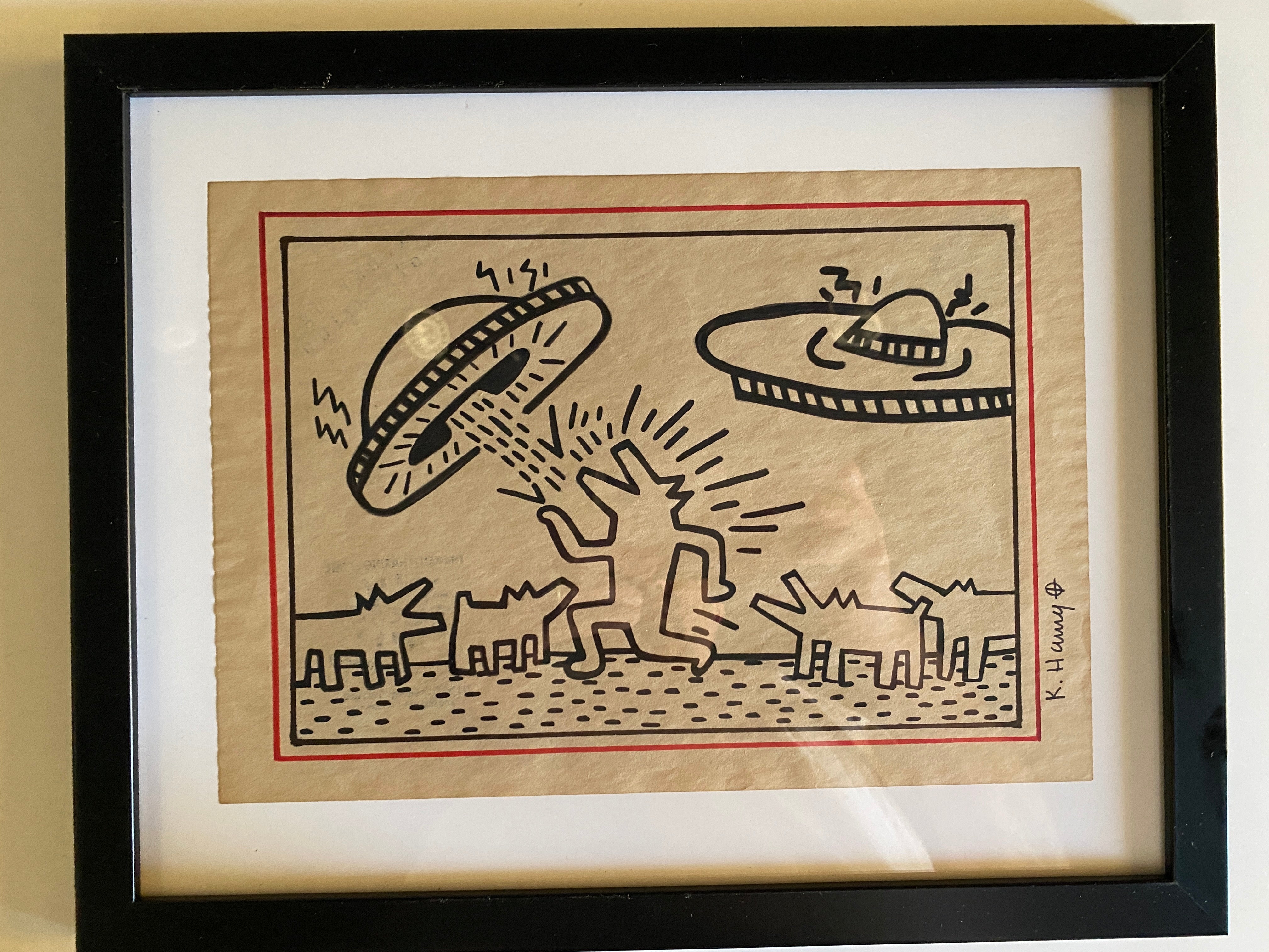 Keith Haring signed drawing in custom frame – Cool Stuff PD